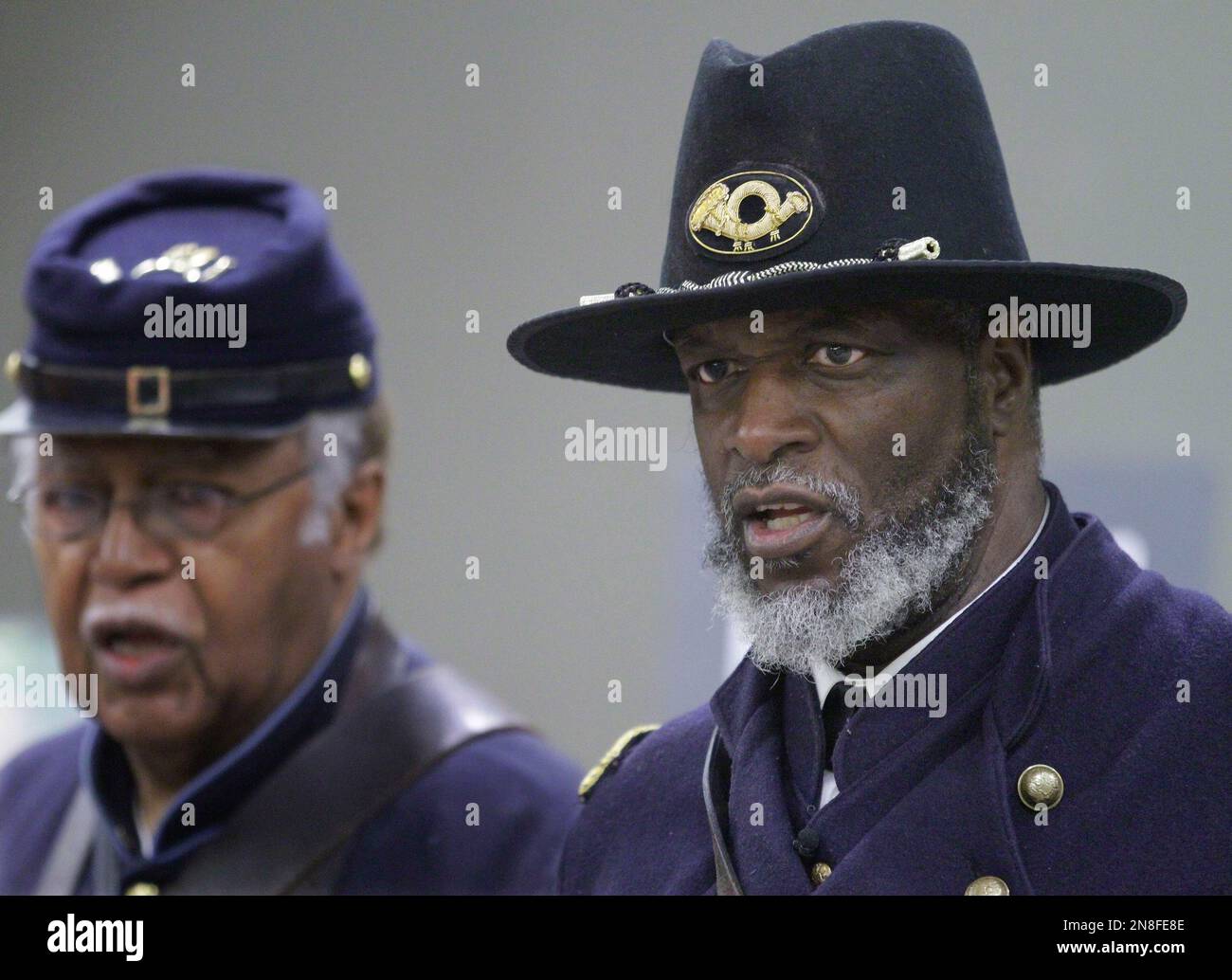 Civil War re-enactors Andrew Bowman, left, portrays his grandfather ...