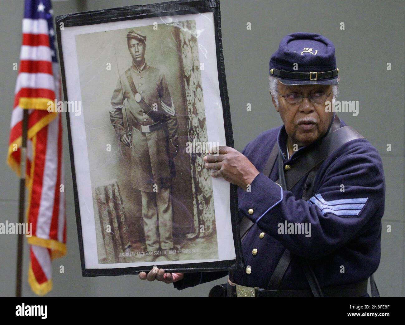 Civil War re-enactors Andrew Bowman, portrays his grandfather, Andrew ...