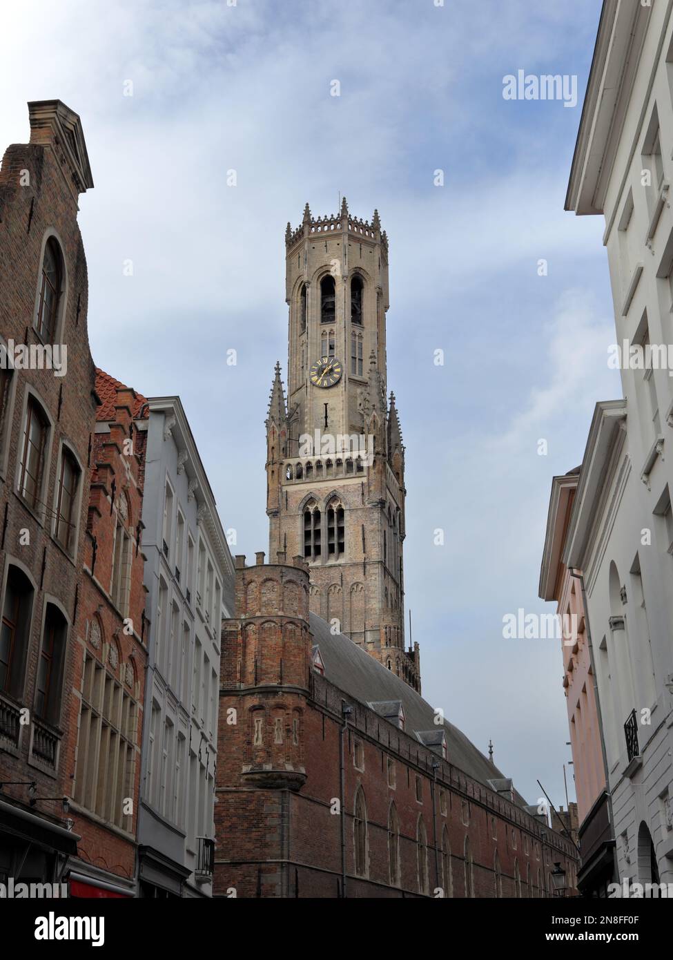 The Belfry of Bruges, medieval bell tower in the center of Bruges ...