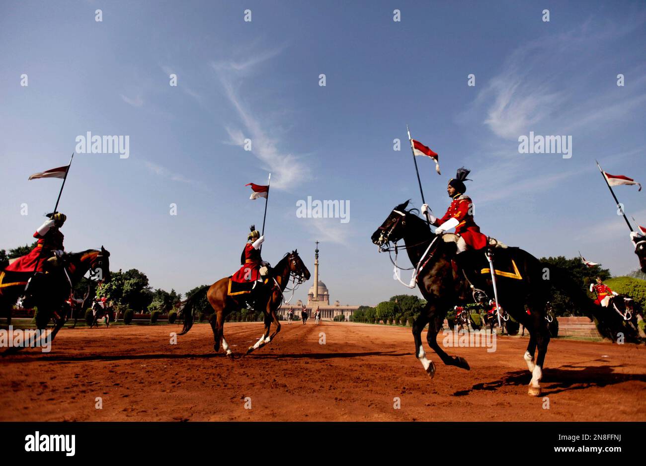 Mounted Indian President's Body Guards in ceremonial attire take part ...