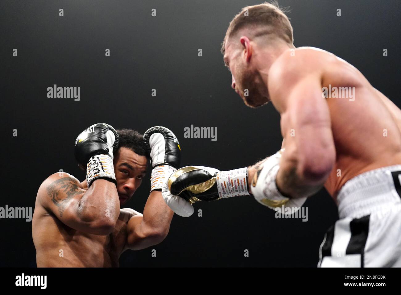 Tyler Denny (left) in action against Brad Pauls in the English ...