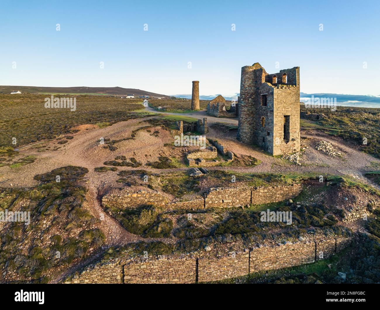 Wheal Coates Tin Mine Walk from a drone, Saint Agnes, Cornwall, England ...
