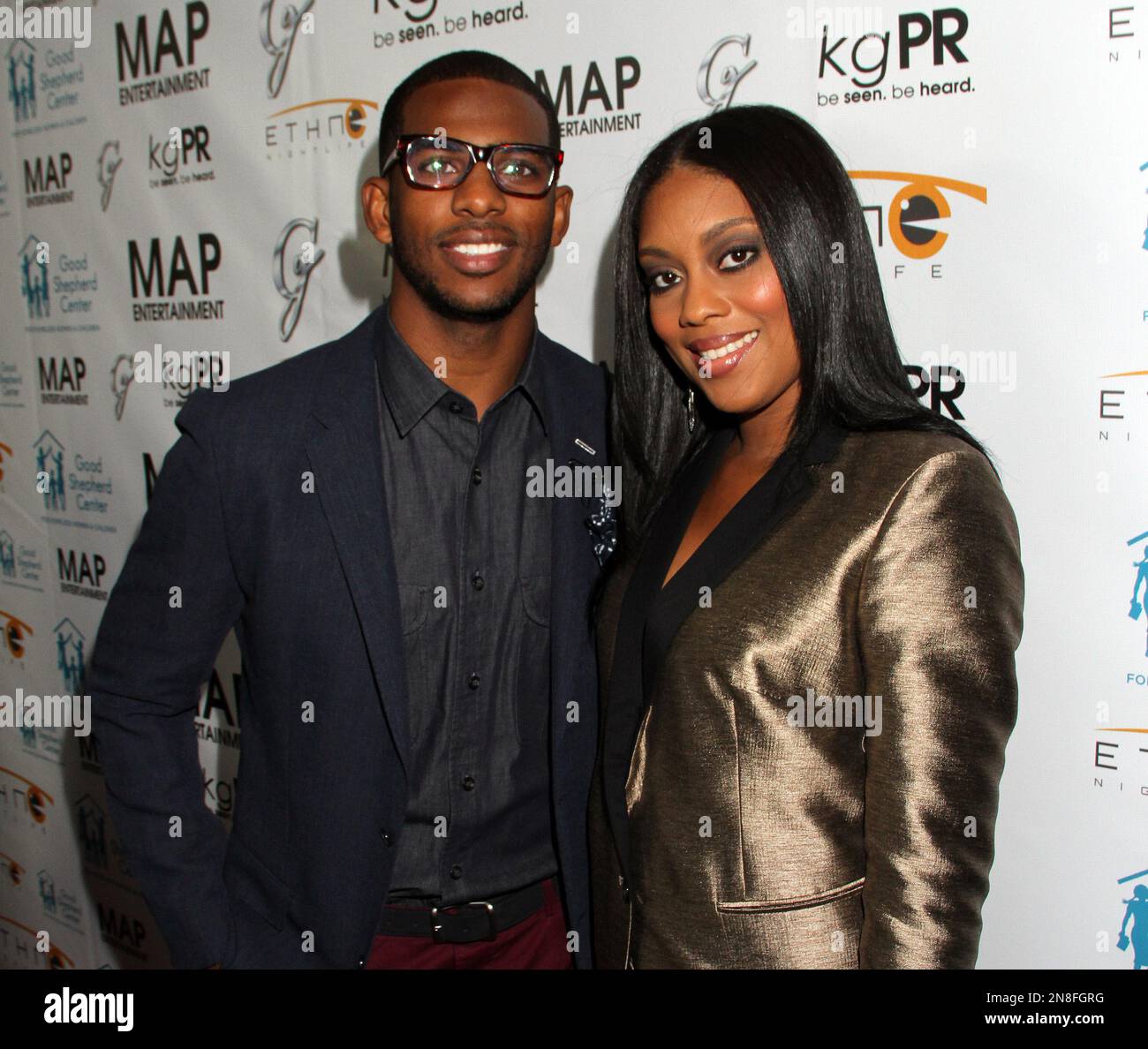 NBA player Chris Paul and his wife Jada Paul arrive at Good Shepherd ...