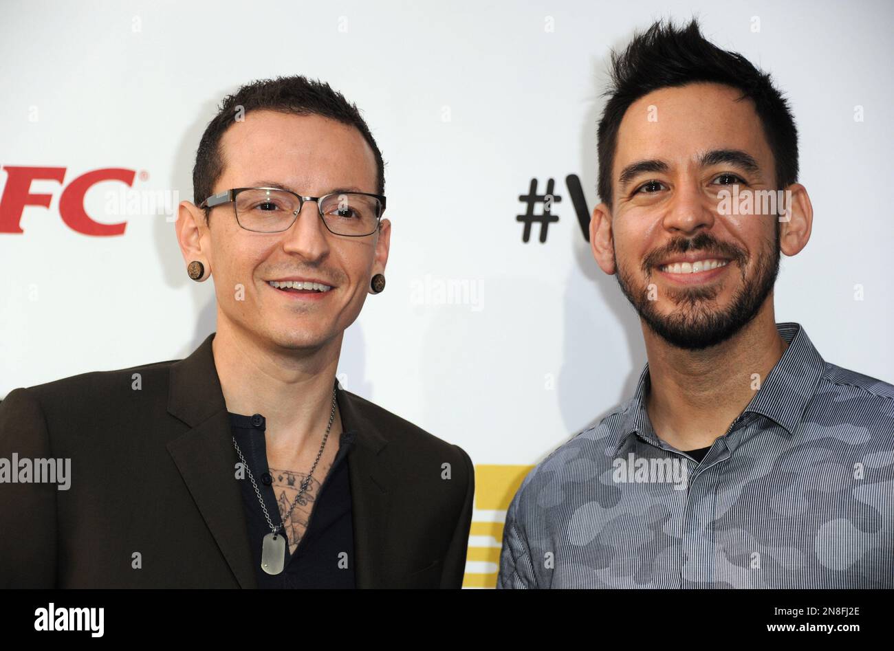 Chester Bennington, left, and Mike Shinoda, of the musical group Linkin ...