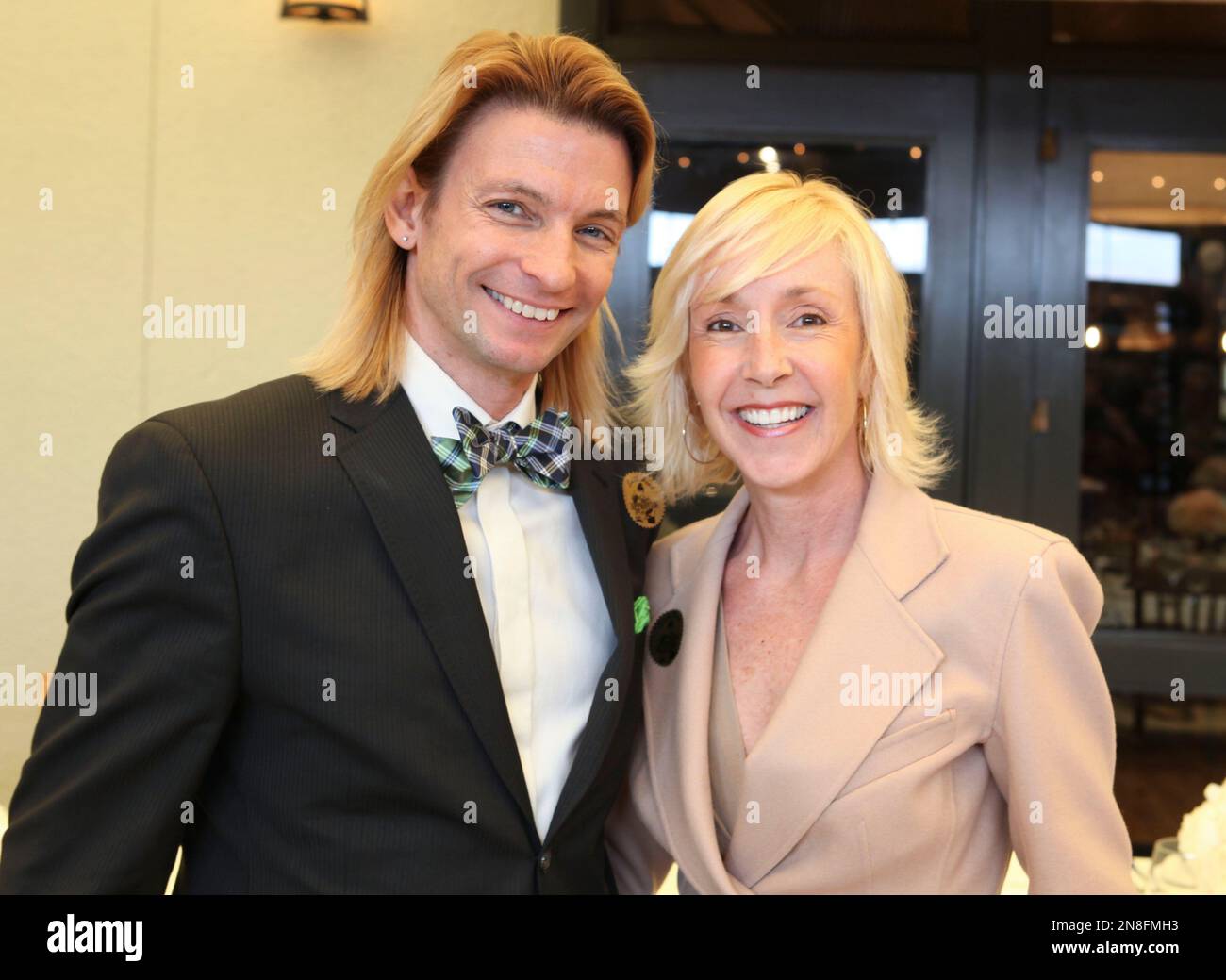 From left, Stuart Moulton and Dana Agamalian pose during a luncheon to ...