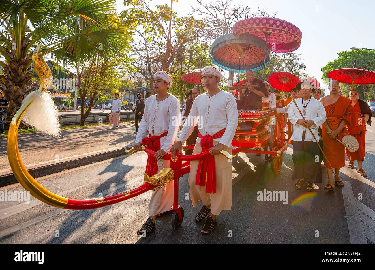 Thai Buddhist monks take part during the funeral parade of Princess ...