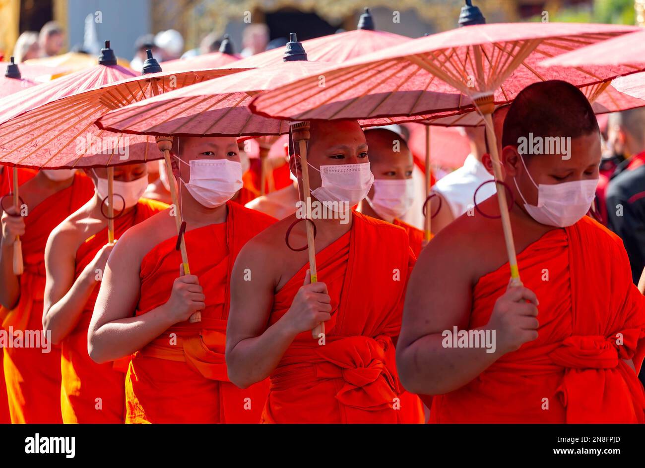 Thai Buddhist monks take part during the funeral parade of Princess ...
