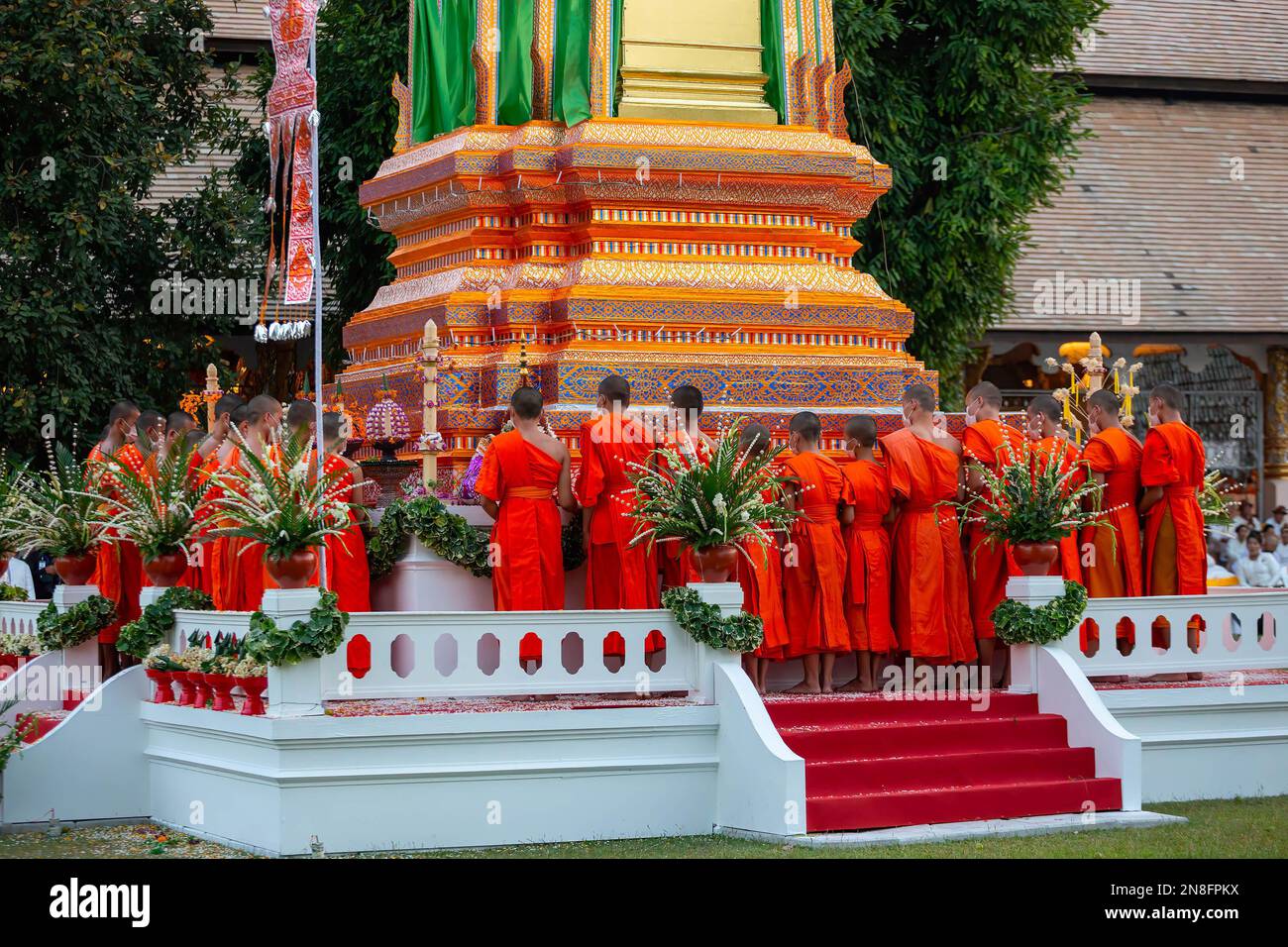 Thai Buddhist monks take part during funeral ceremony of Princess Chao ...