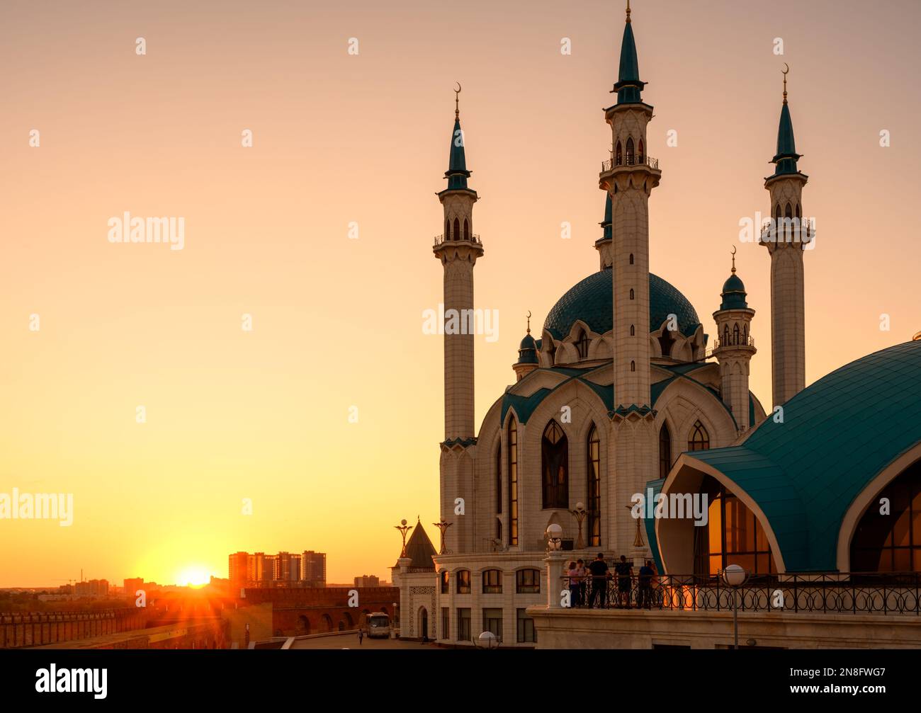 Kazan Kremlin at sunset, Tatarstan, Russia. Sunny view of Kul Sharif ...
