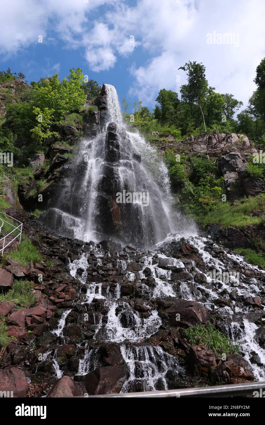 A beautiful view of a wonderful and magnificent waterfall of Trusetal ...