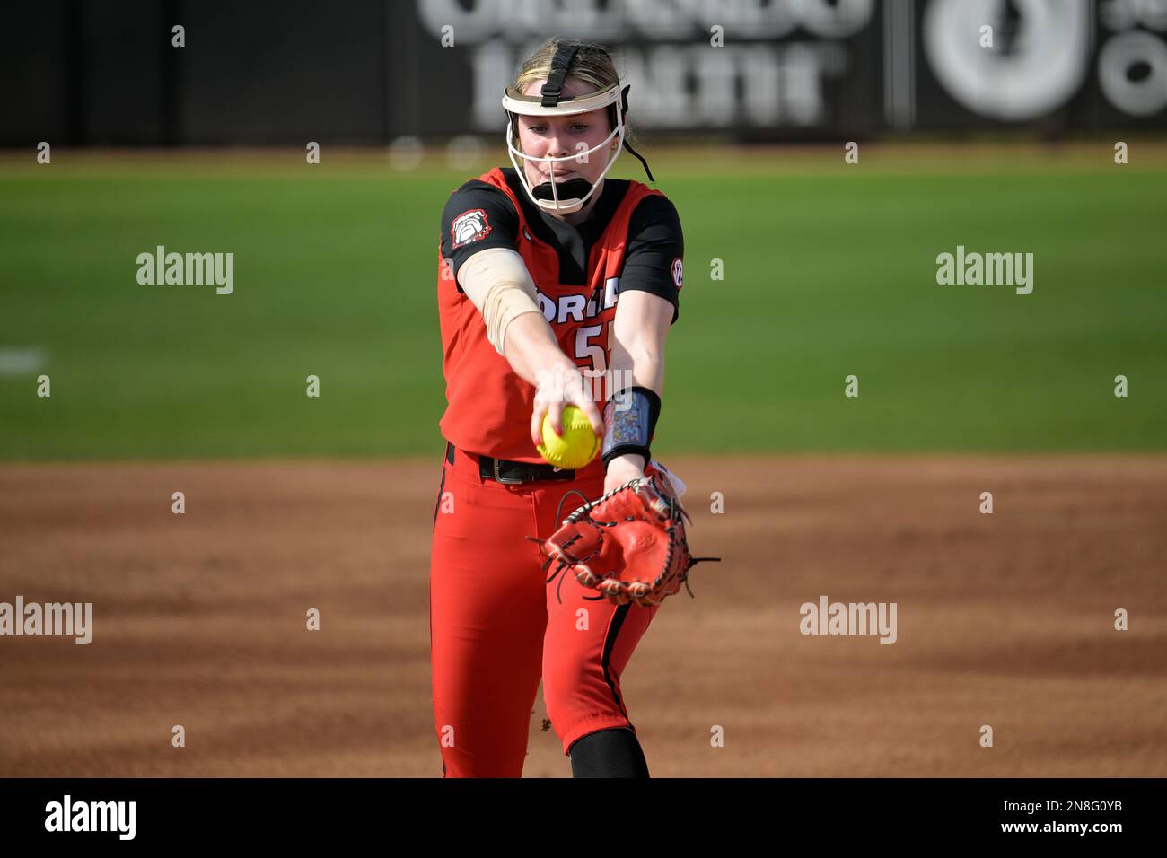 Georgia pitcher Britton Rogers (55) throws to home plate during an NCAA ...