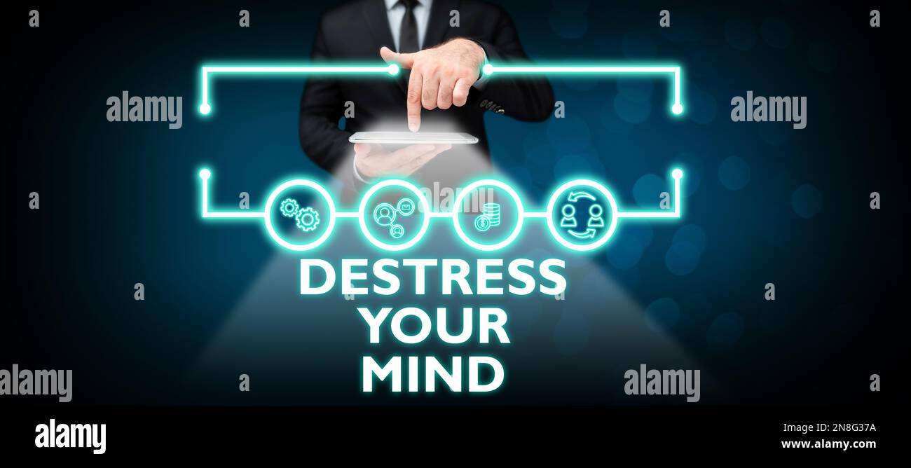 Conceptual caption Destress Your Mind. Internet Concept to release ...