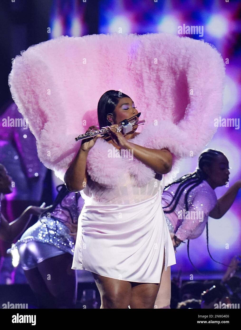Lizzo performing during the Brit Awards 2023 at the O2 Arena, London ...