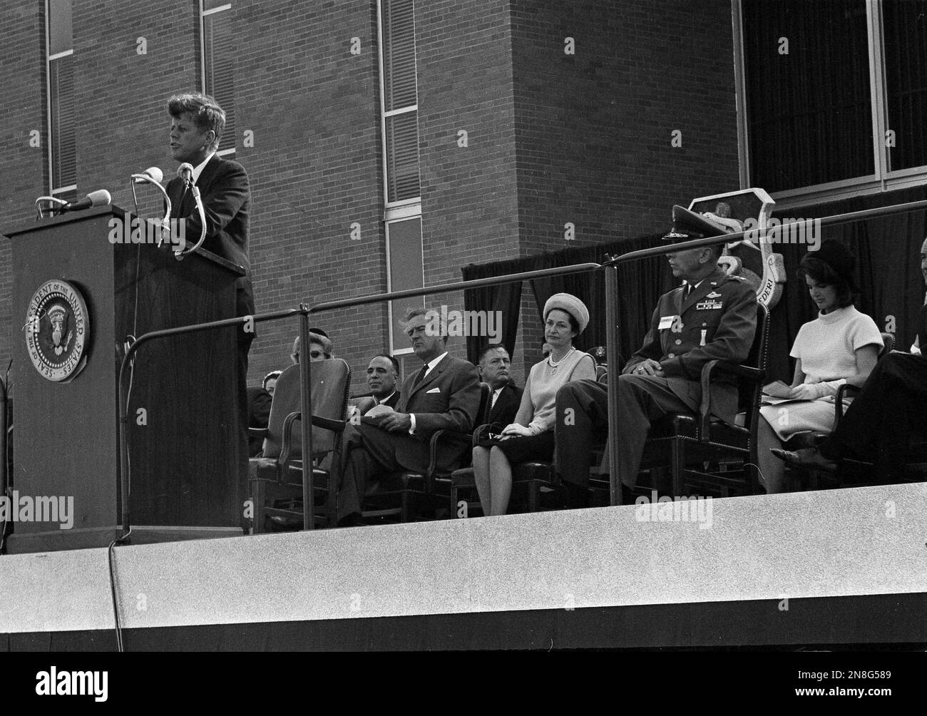 President John F. Kennedy speaks at dedication ceremonies of the ...