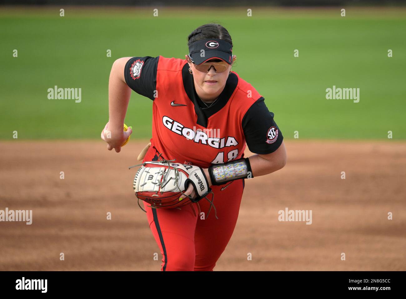Georgia pitcher Shelby Walters (48) throws to home plate during an NCAA ...