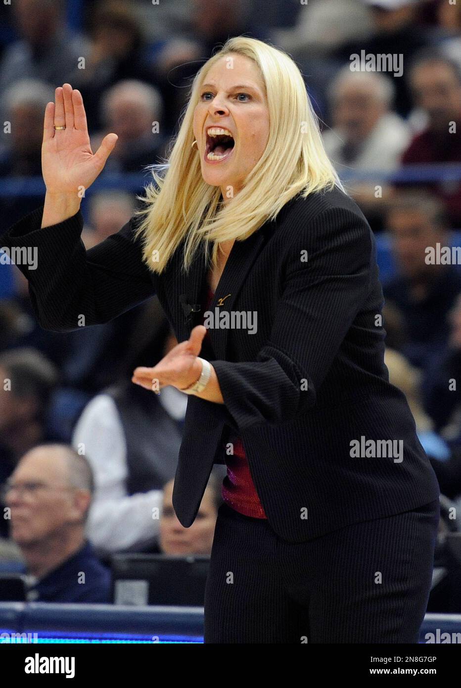 Maryland coach Brenda Frese reacts during the first half of Connecticut ...