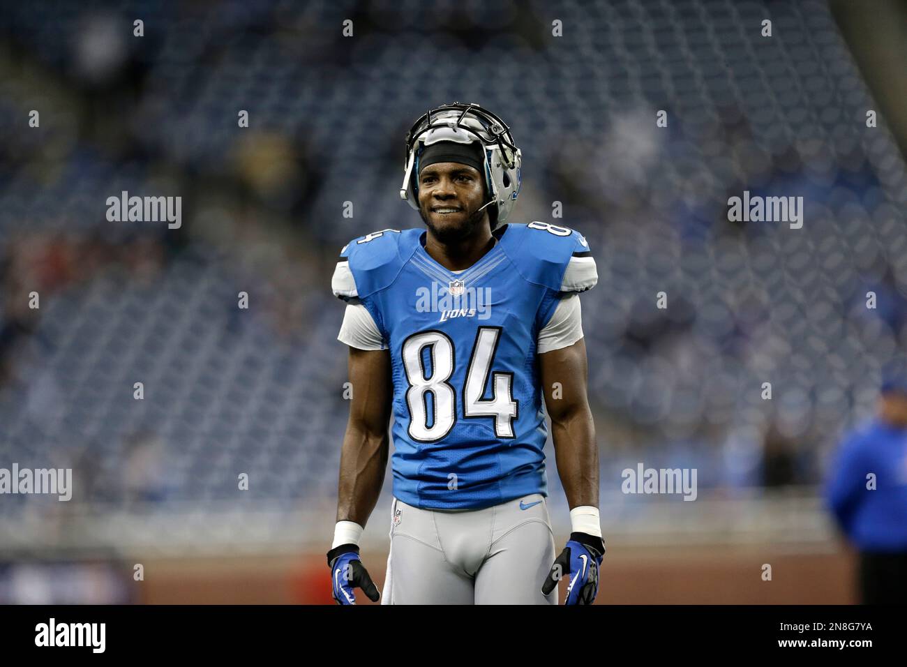 Detroit Lions wide receiver Ryan Broyles (84) smiles during pregame ...