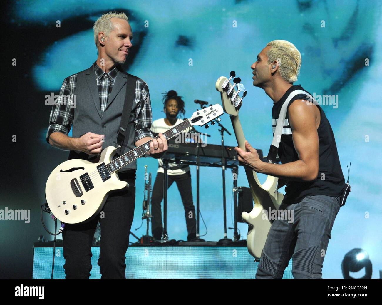Tom Dumont and Tony Kanal of No Doubt perform in support of "Push and ...