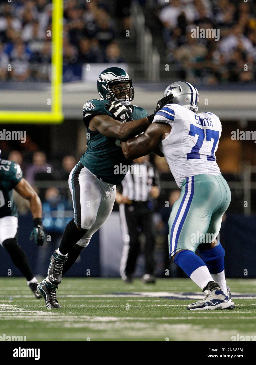 Philadelphia Eagles defensive end Trent Cole rushes against Dallas ...