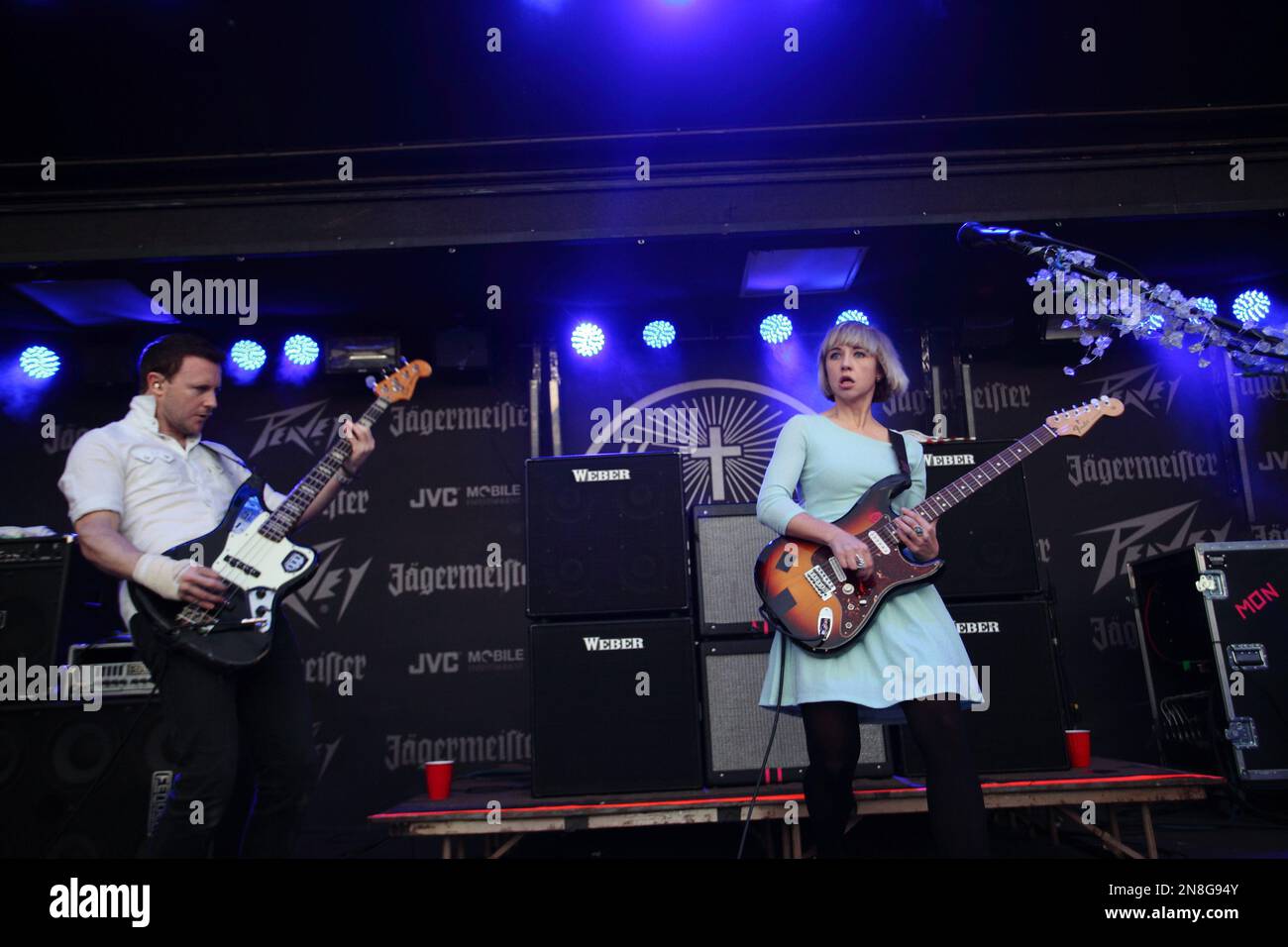 Rhydian Dafydd and Ritzy Bryan of The Joy Formidable performs during ...