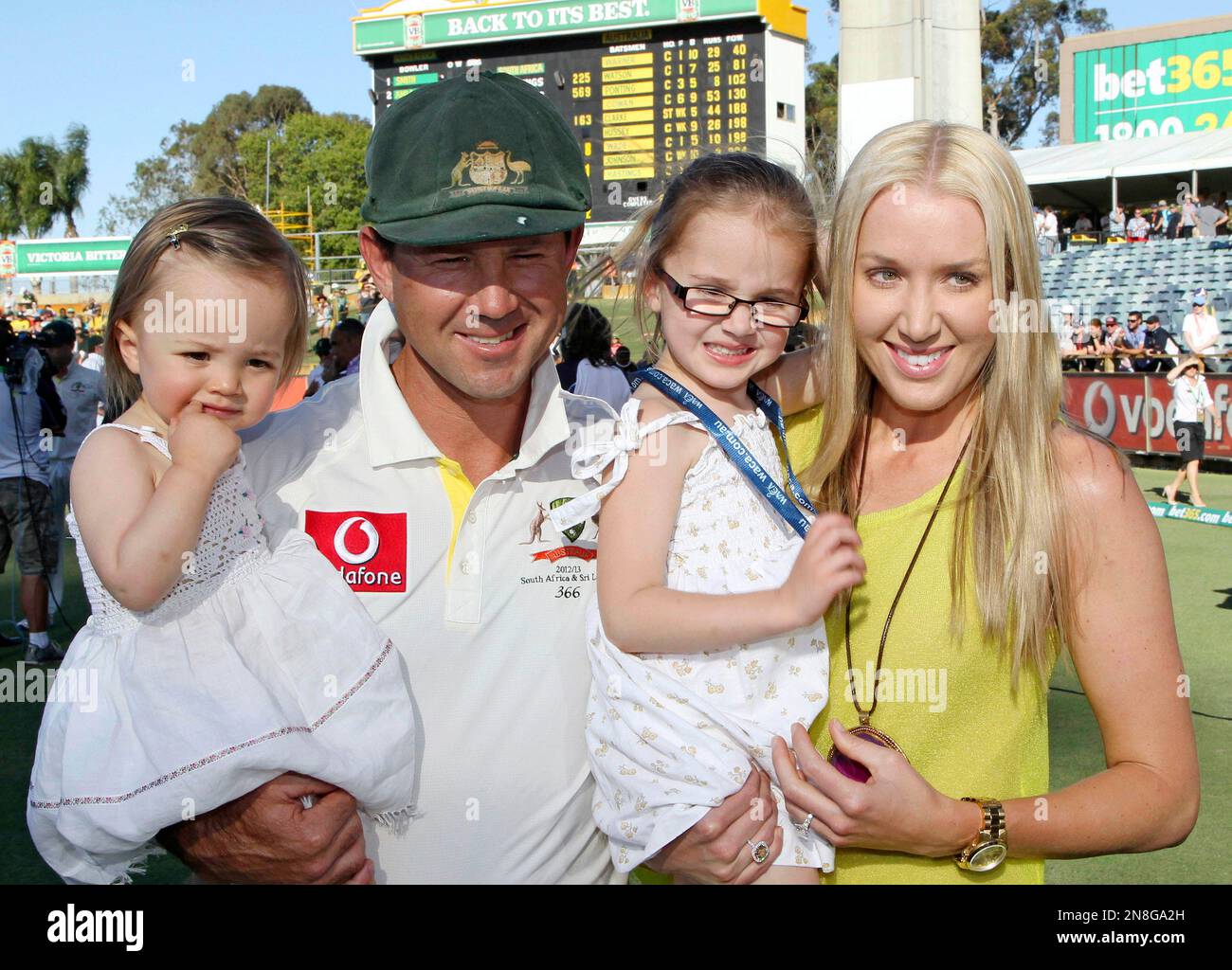 Australia's Ricky Ponting with his wife Rianna and daughters Emmy ...