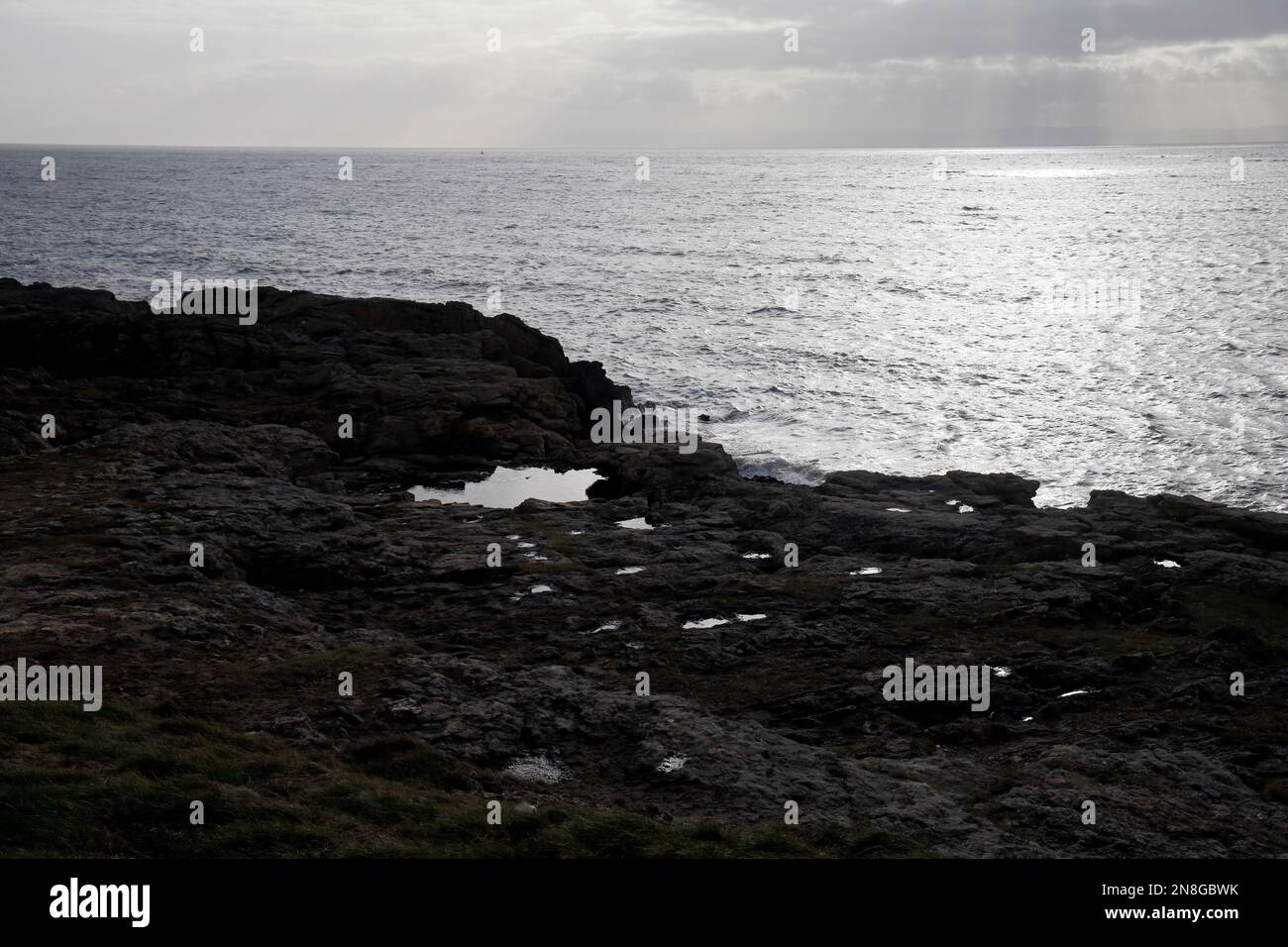 Rock pools, Barry Island winter early evening scene, South Wales. Taken ...