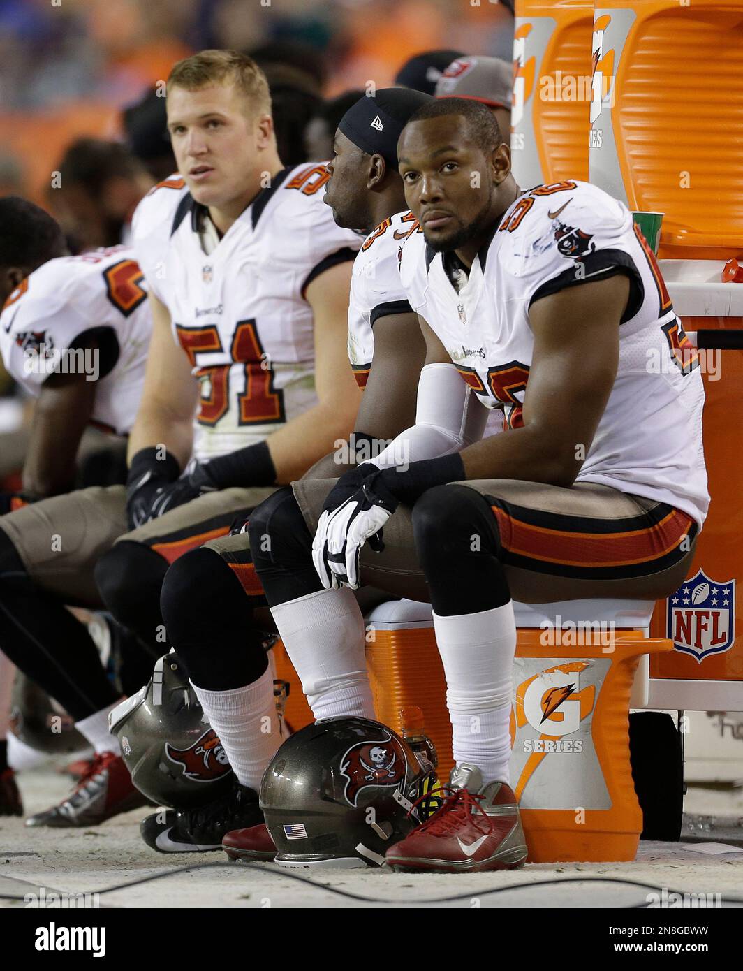 Tampa Bay Buccaneers linebacker Dekoda Watson (56) watches from the ...