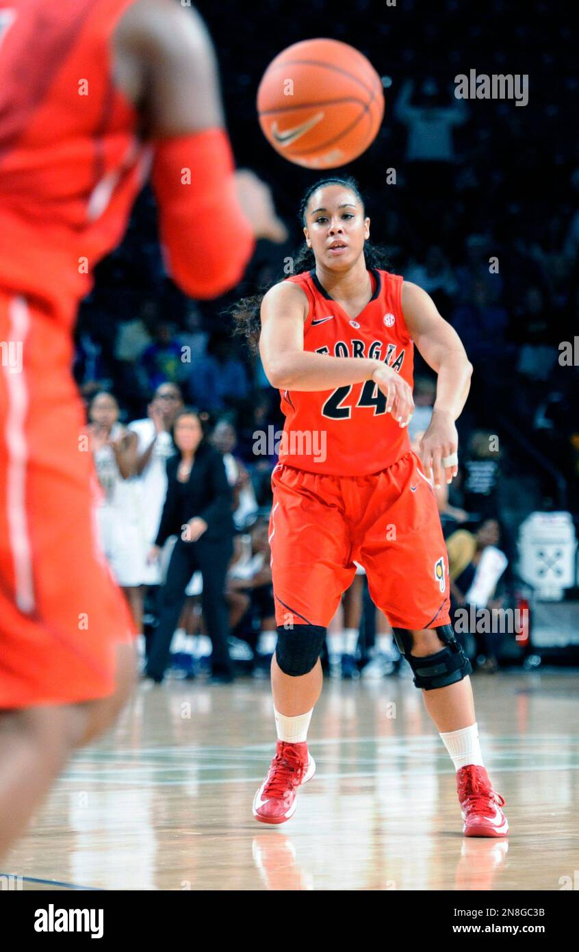 Georgia guard Marjorie Butler (24) passes during an NCAA college ...