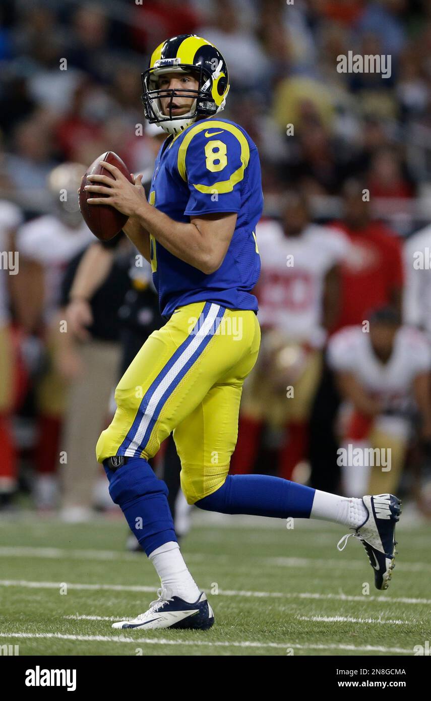 St. Louis Rams quarterback Sam Bradford drops back to pass during the ...