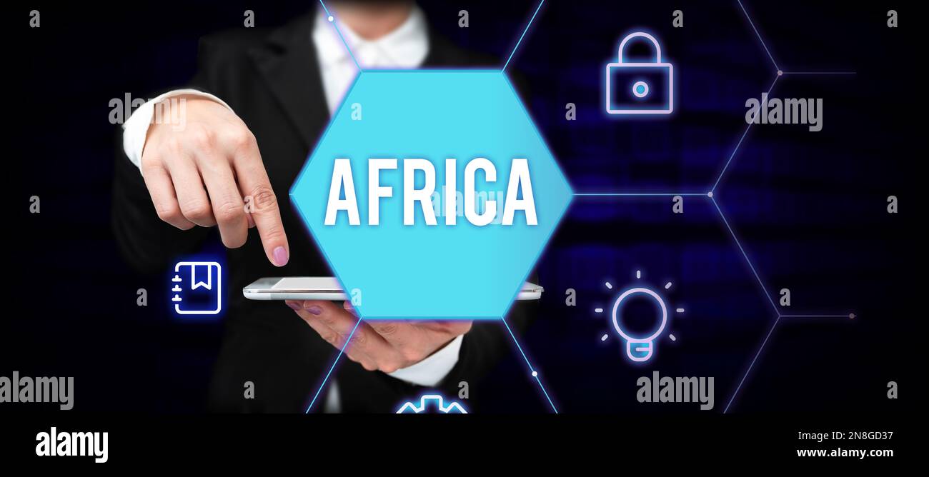 Text caption presenting Africa. Business overview worlds second largest ...