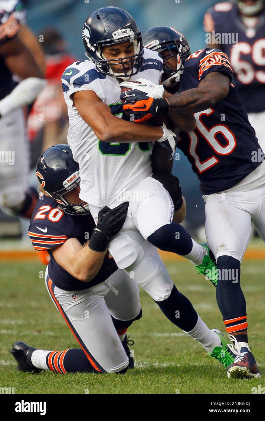 Seattle Seahawks wide receiver Golden Tate (81) is tackled by Chicago ...