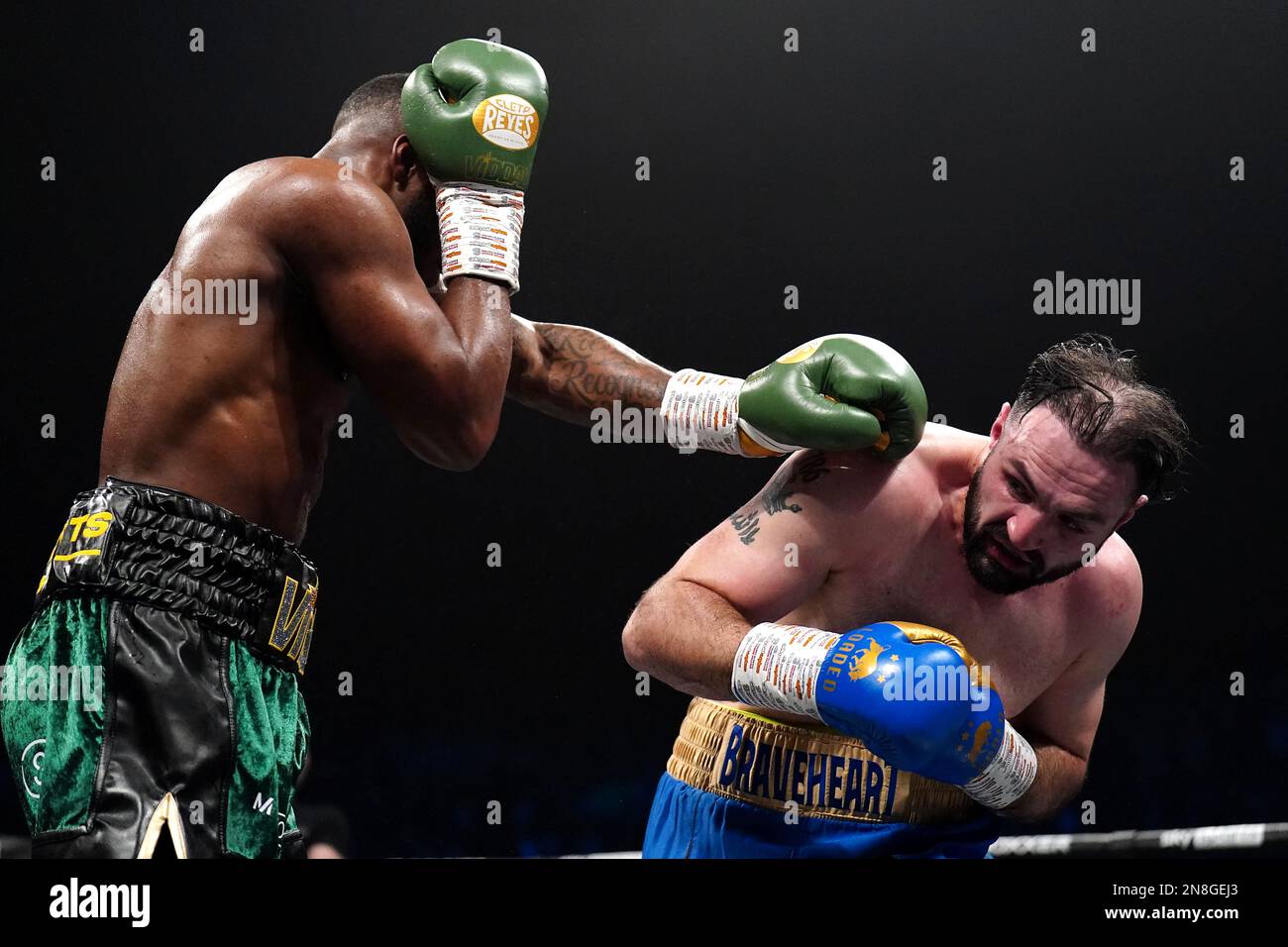 Anees Taj (right) in action against Viddal Riley in the Cruiserweight ...