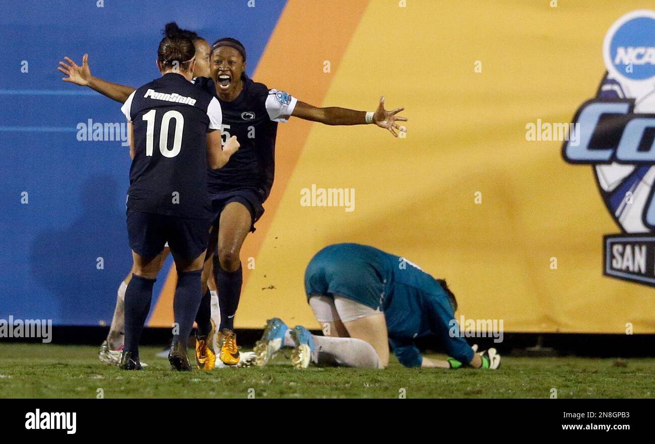 Penn State's Maya Hayes, facing camera, celebrates with teammate ...