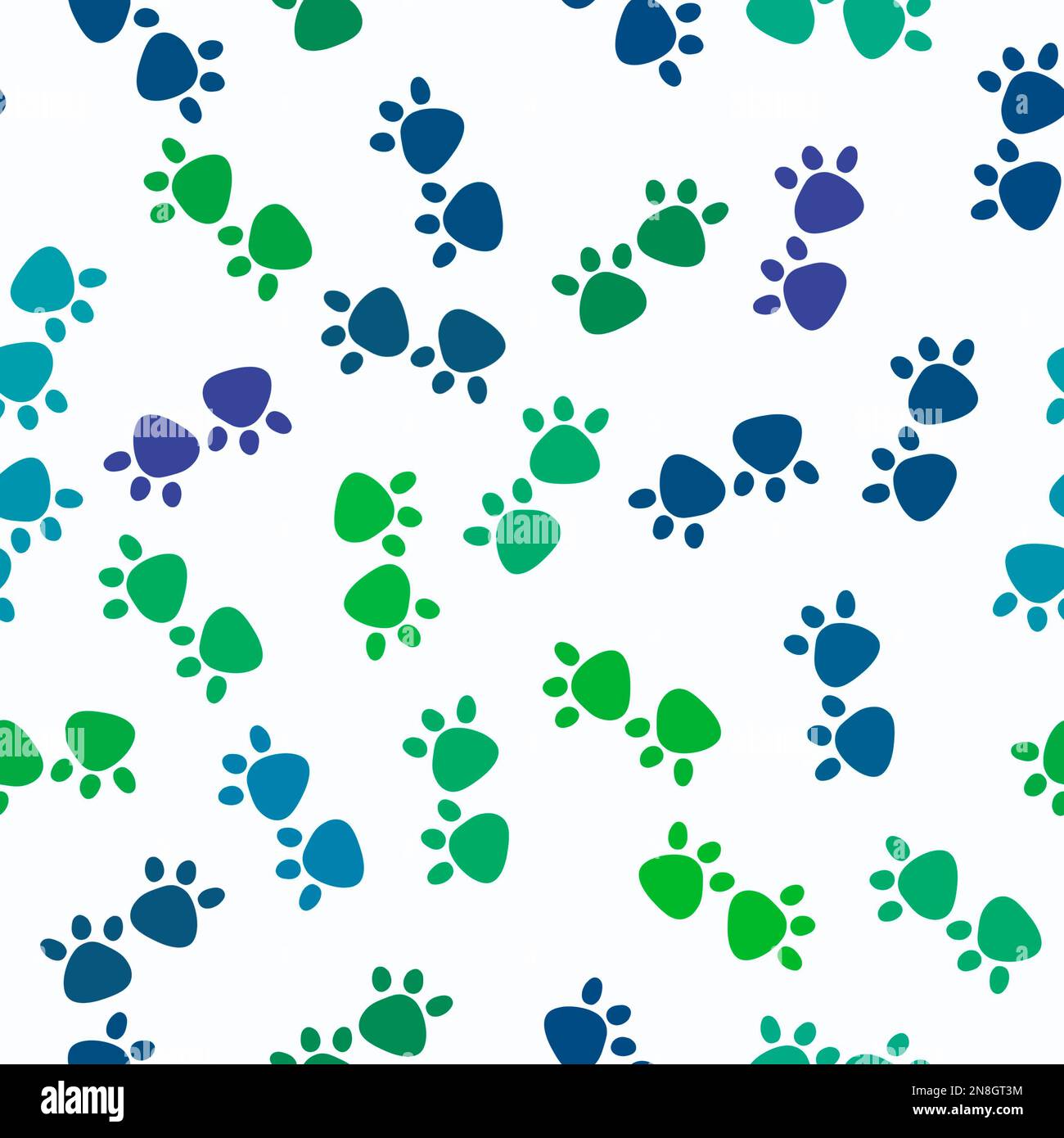 Cartoon animals seamless footprints dig and cat and polka dots and ...