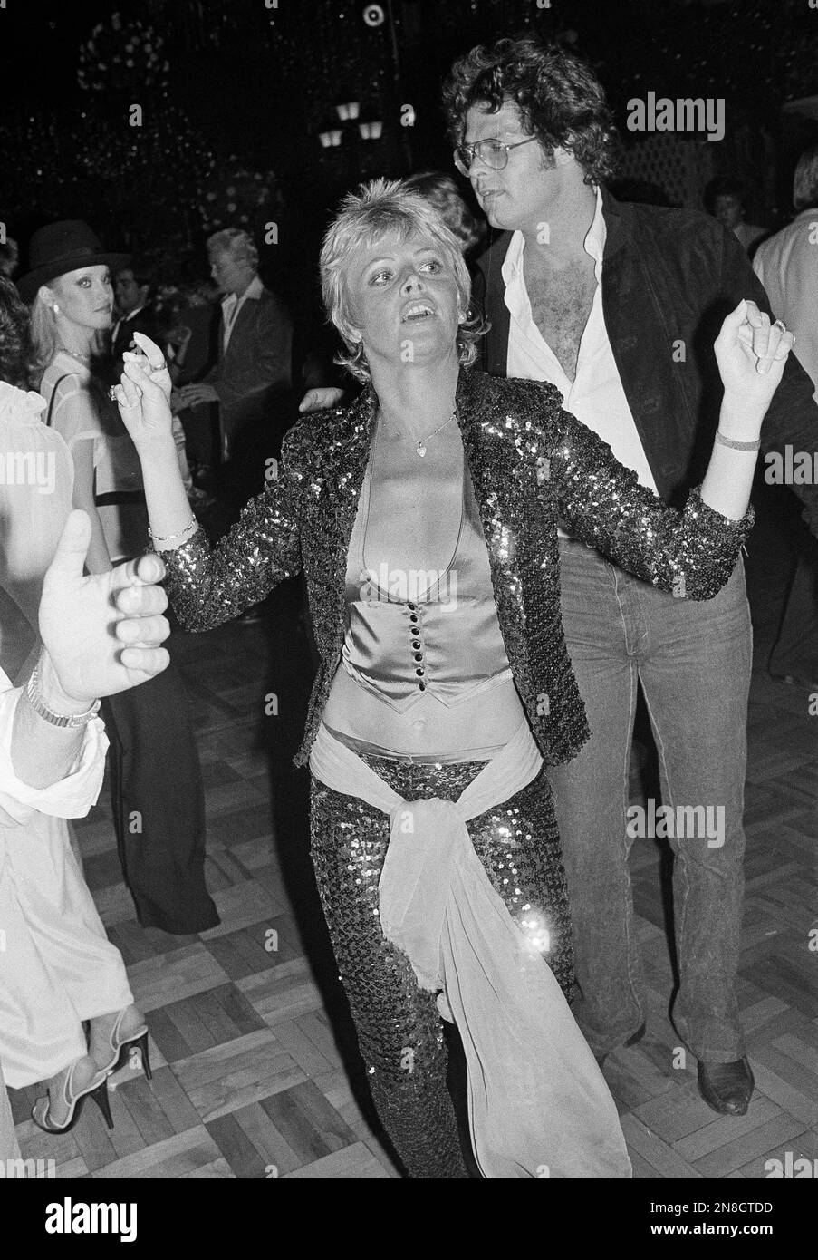 Actress Britt Eklund is seen dancing at a party in Beverly Hills, Calif ...