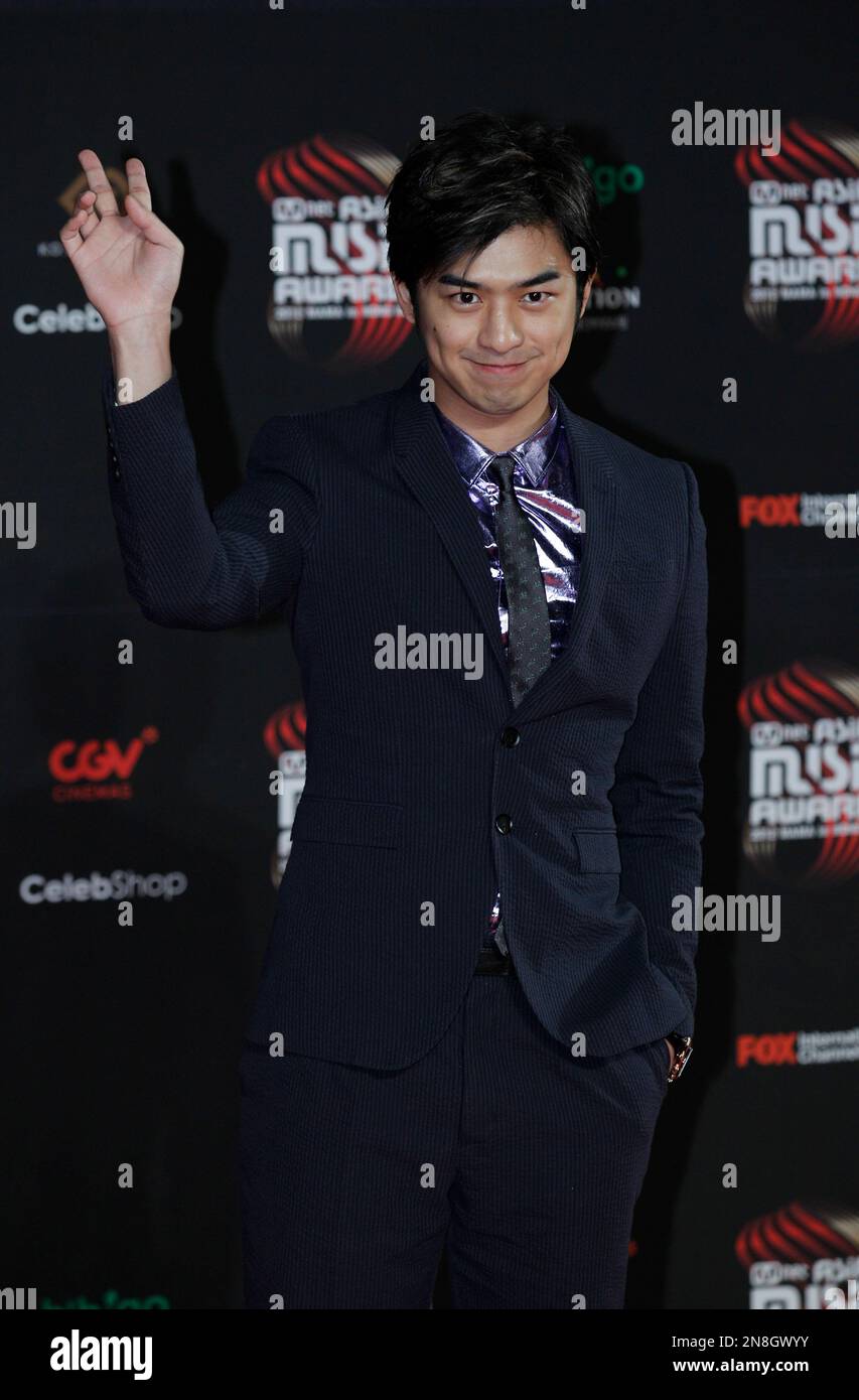 Taiwan actor Bolin Chen poses for photographers on the red carpet of ...