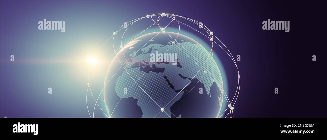 Global connection concept. Planet earth network sphere. 3d rendering ...