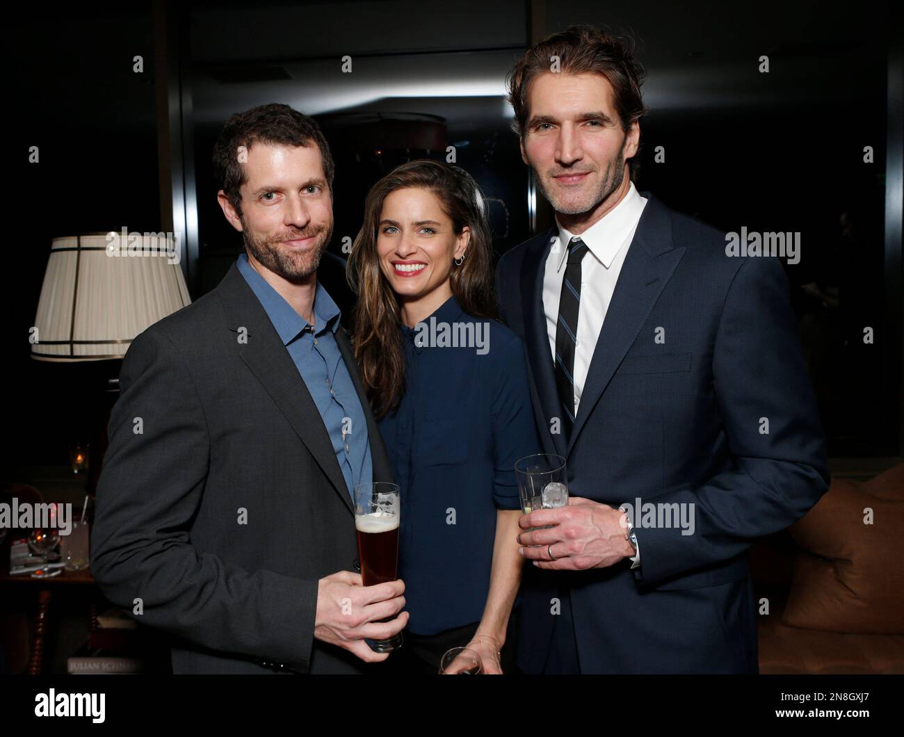 D.B. Weiss, Amanda Peet and David Benioff attend the DETAILS Hollywood ...