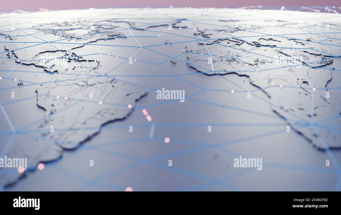 Global connection concept. Planet earth network sphere. 3d rendering ...