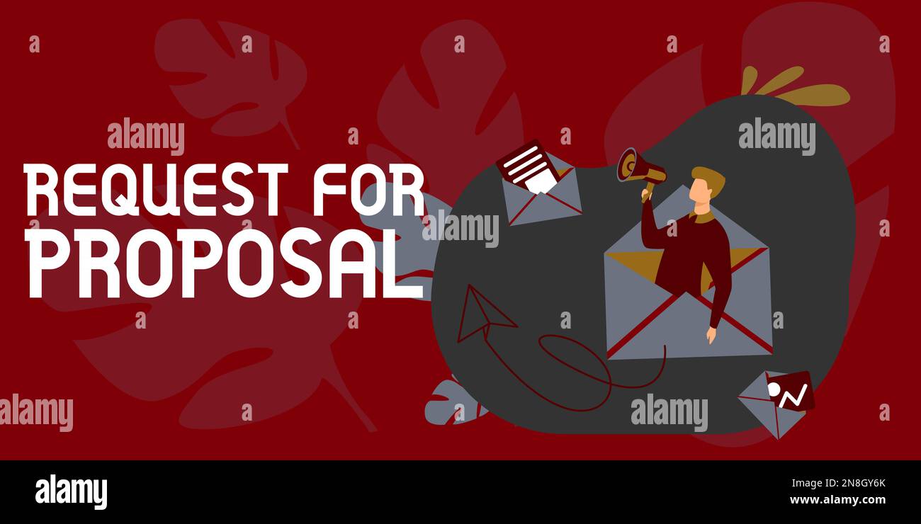 Text sign showing Request For Proposal. Word for document contains ...
