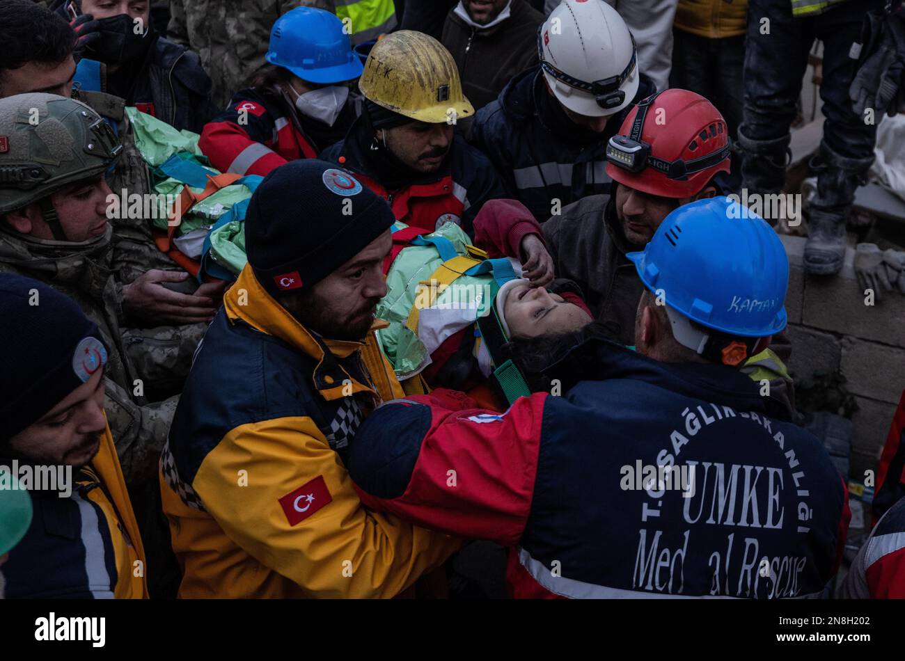 Adana, Turkey, Turkey. 11th Feb, 2023. A father rejoices after his ...