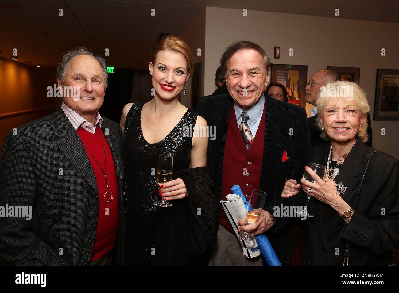 From left, Budd Friedman, cast member Rachel York, Richard Sherman and ...