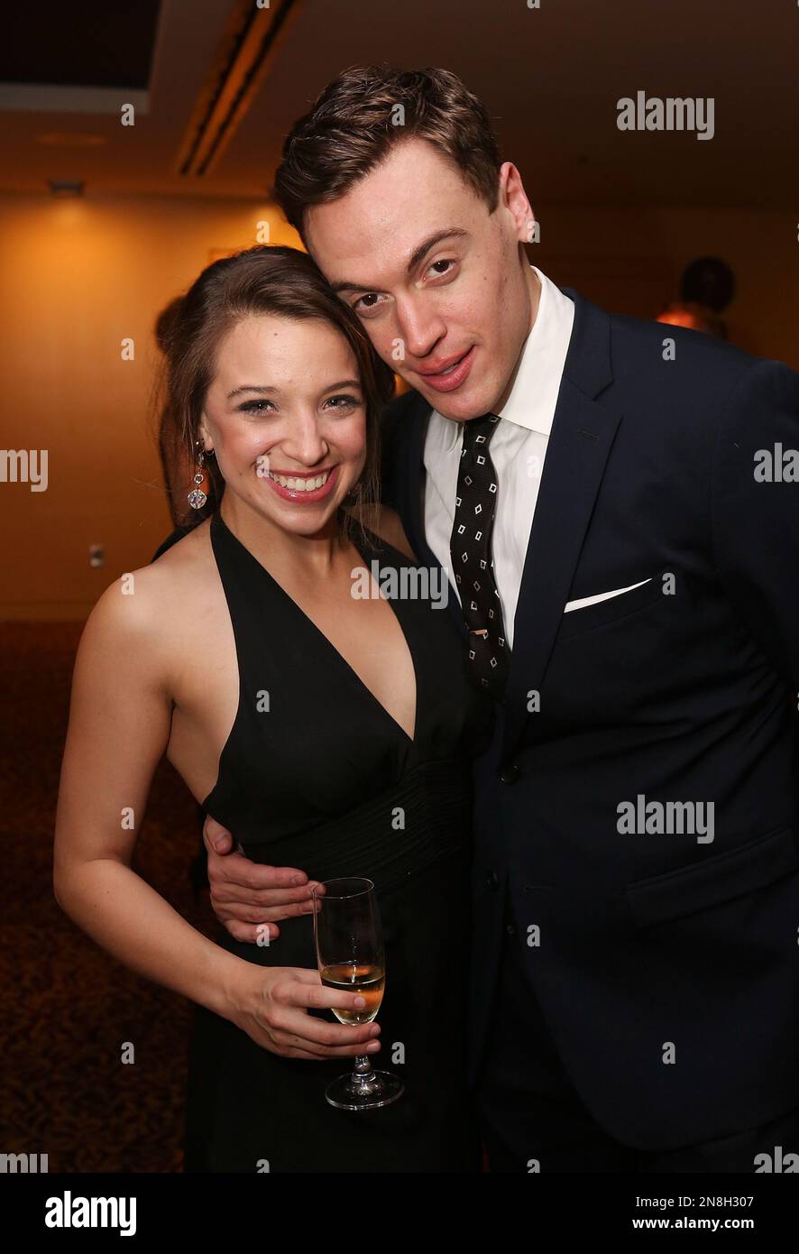 From left, cast members Alex Finke and Erich Bergen pose during the ...