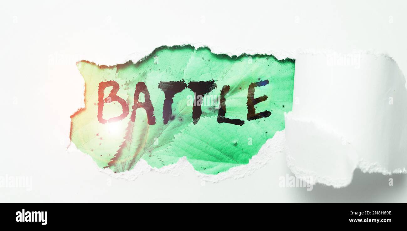 Hand writing sign Battle. Business overview violent fight between ...