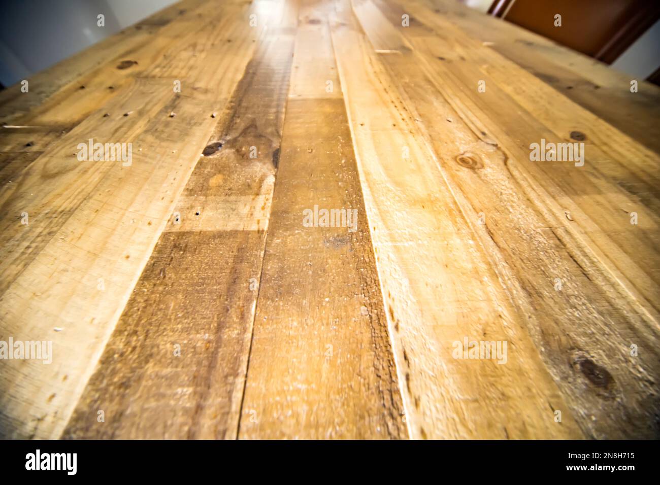 The top of a stained wood table Stock Photo - Alamy