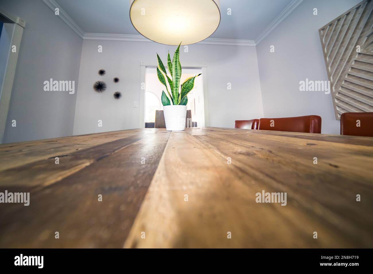 The top of a stained wood table Stock Photo - Alamy