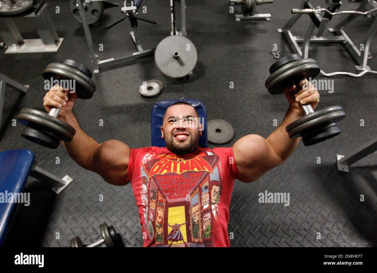 In this photo taken, Friday, Nov. 16, 2012, Egyptian Body builder ...