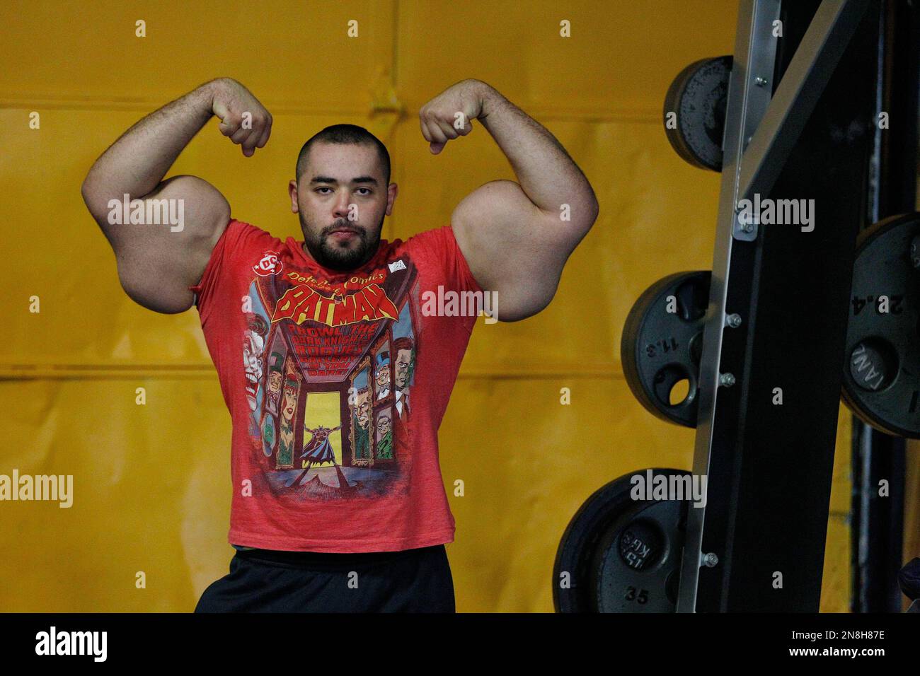 In this photo taken, Friday, Nov. 16, 2012, Egyptian Body builder ...