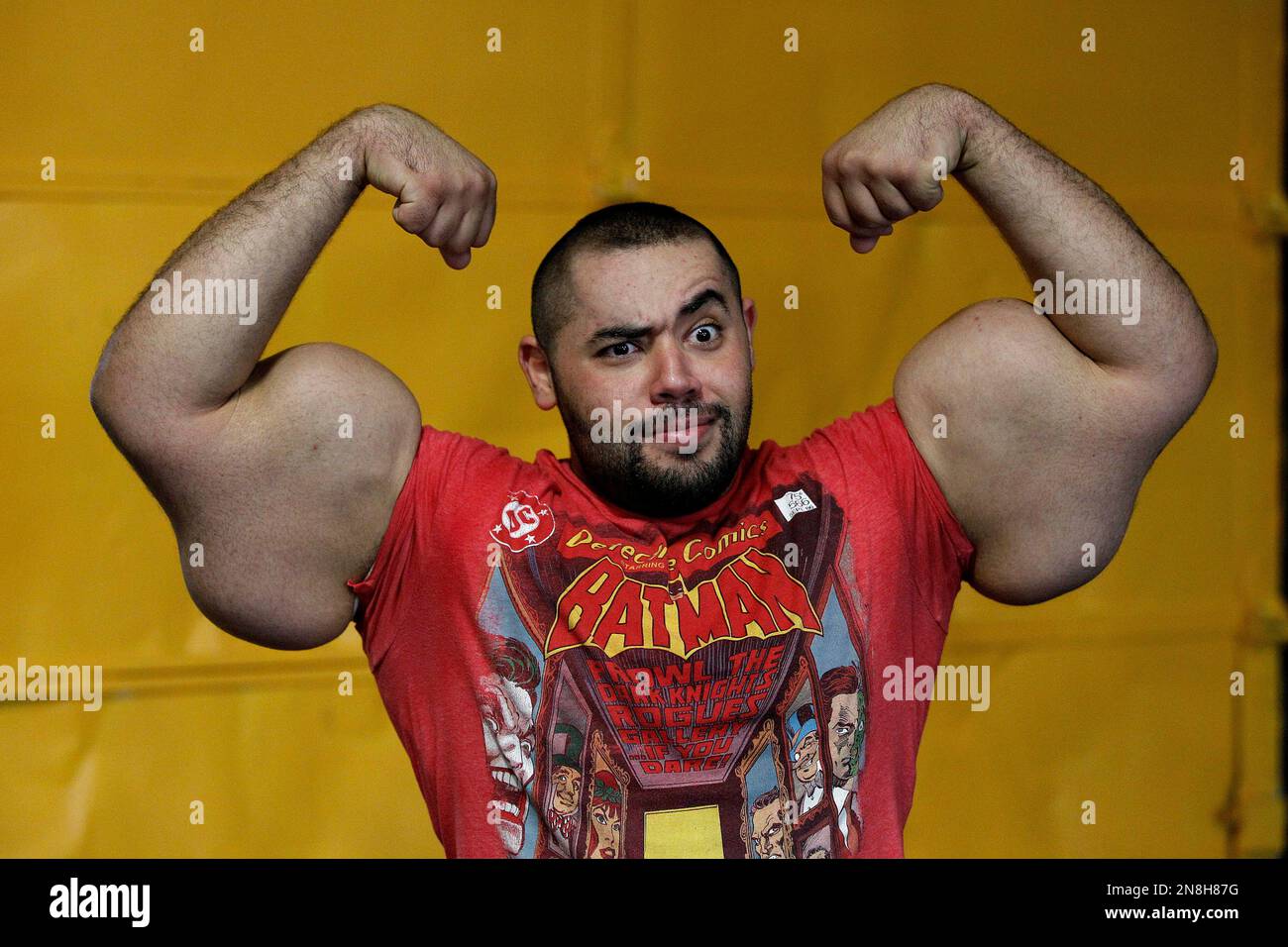 In this photo taken, Friday, Nov. 16, 2012, Egyptian Body builder ...