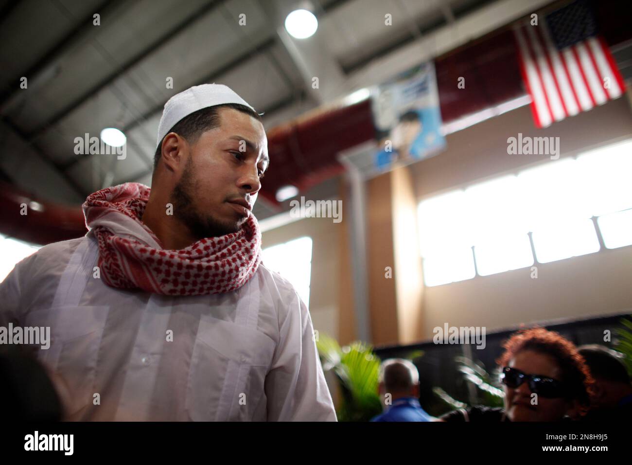 Hector Camacho Jr. attends the memorial service of his father, the ...